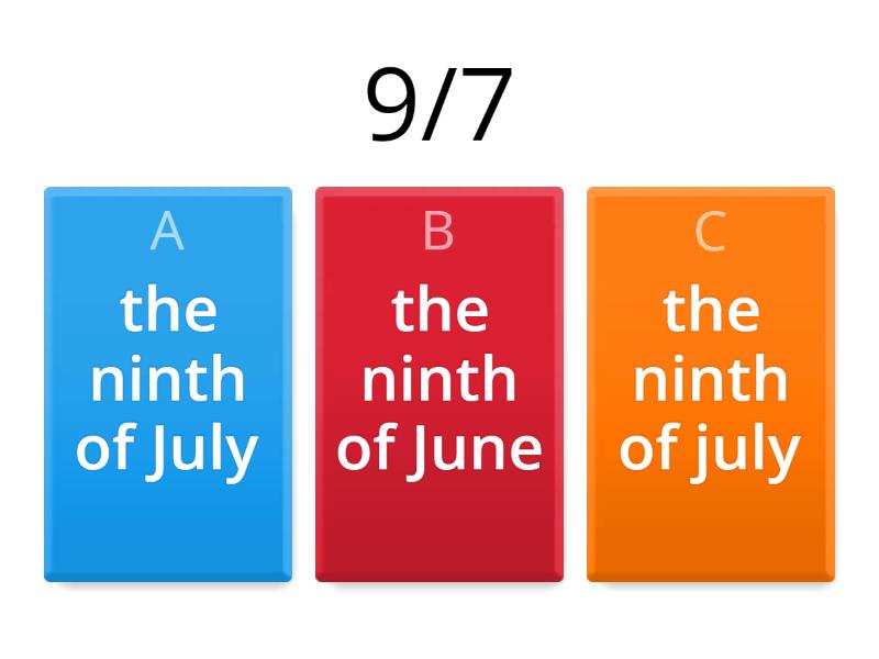 Ordinal numbers - Quiz