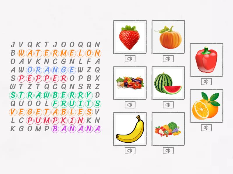Fruit and vegetables () - Wordsearch
