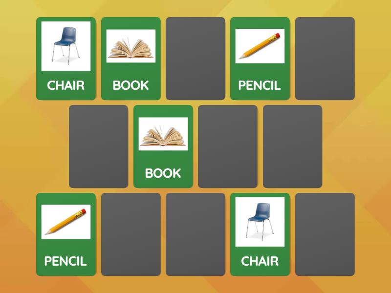 SCHOOL OBJECTS elementary - Matching pairs