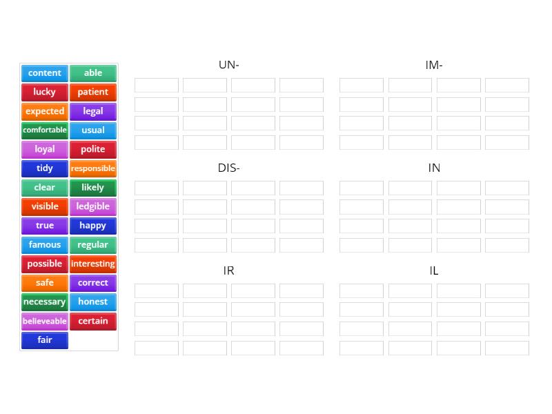 Prefixes. - Group sort