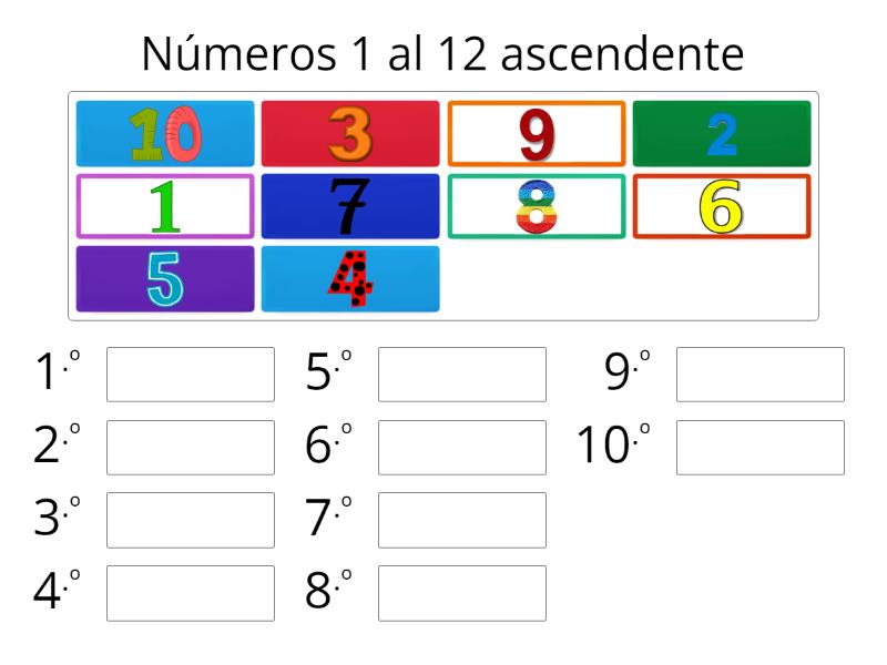 Ordenar números del 1 al 10 - Orden correcto
