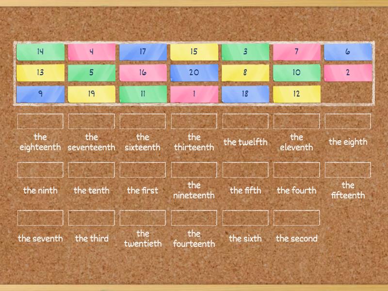 Ordinal Numbers - Match up