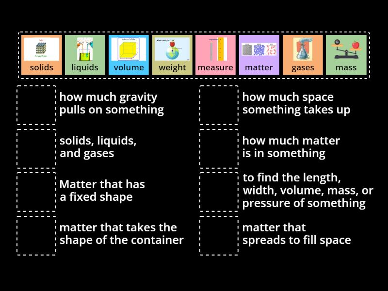Measuring Matter - Vocabulary Words - Match up