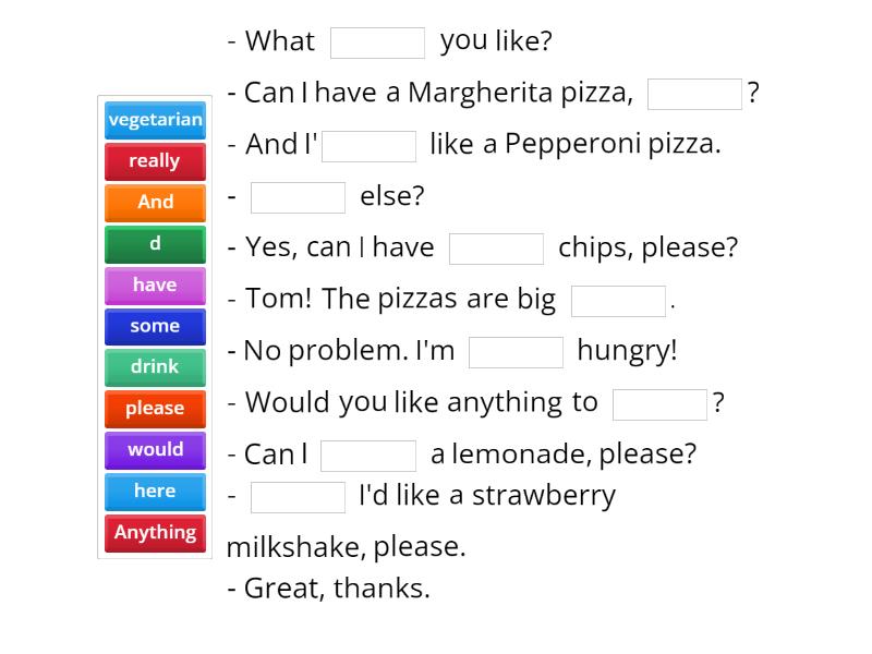restaurant = dialog - Complete the sentence