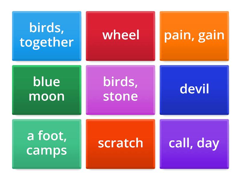 Idioms set 1 key words - Flip tiles