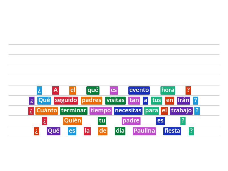 Usa las palabras para hacer preguntas - Word magnets