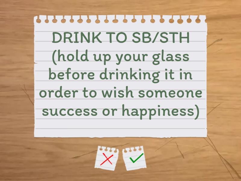 Phrasal verbs food and drink - Drinking - Flash cards