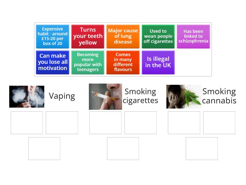Smoking or Vaping Match Up - Group sort