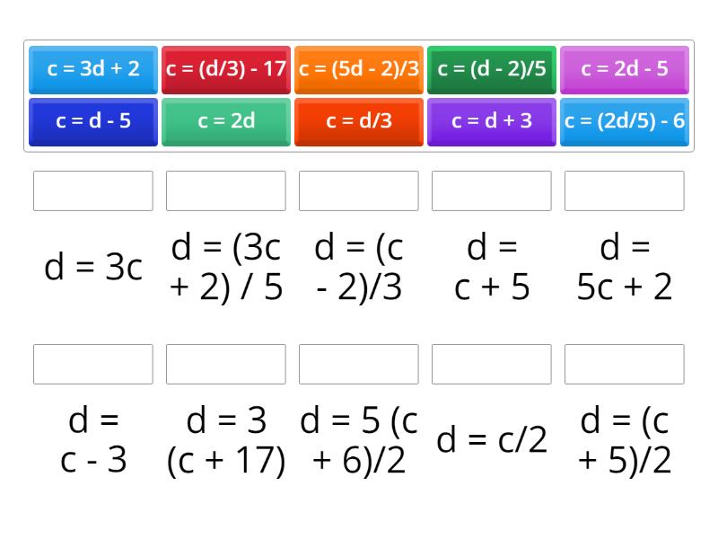 8C 2.6 Deriving and using formulae - Match up
