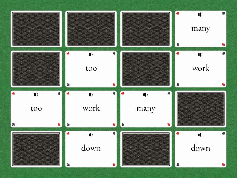 Memory Words - Matching pairs
