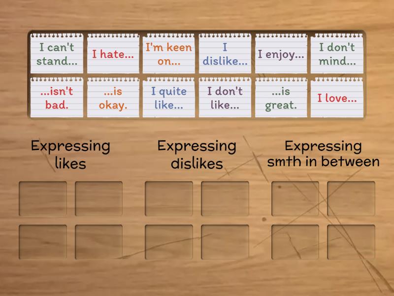 Expressing likes and dislikes - Group sort