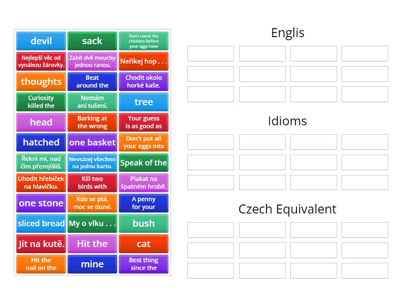 English Idioms and Czech Equivalents - Group sort