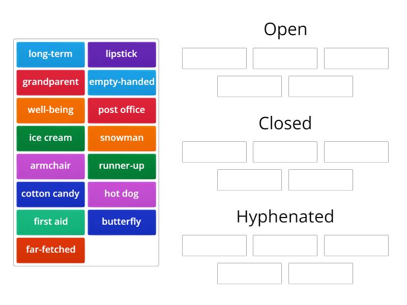 Types of compound words - Group sort