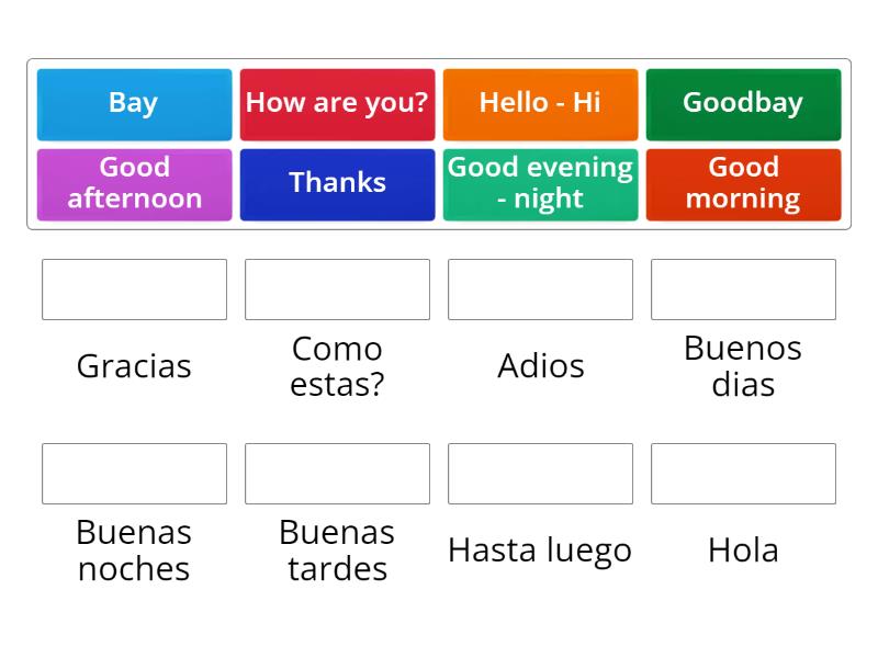 Grettings (saludos) - Une las parejas