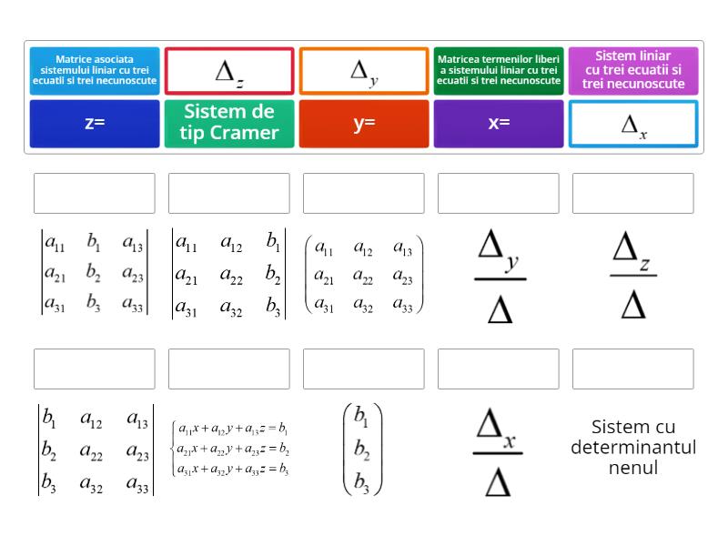 SISTEME LINIARE - METODA LUI CRAMER - Match up