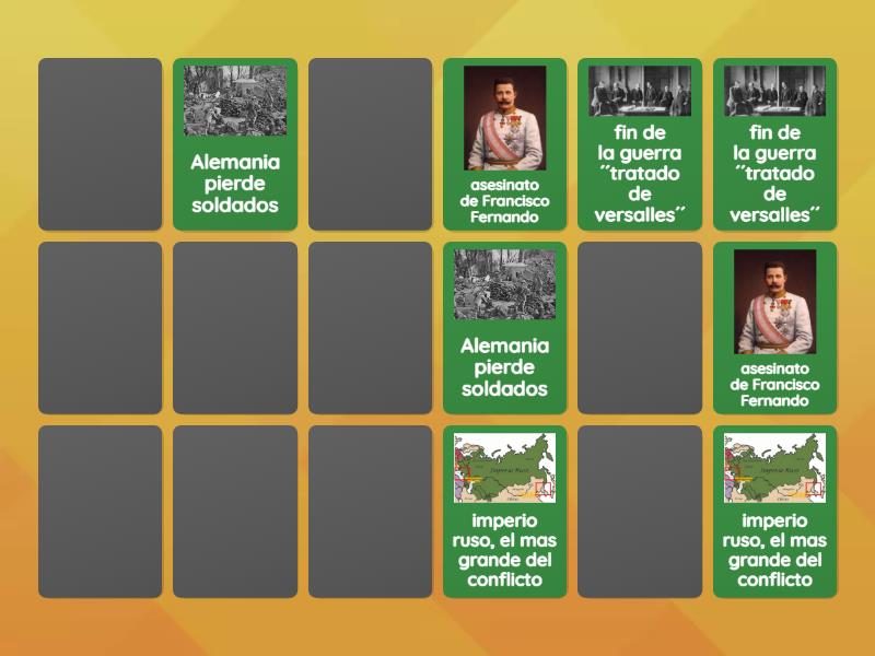 primera guerra mundial - Matching pairs