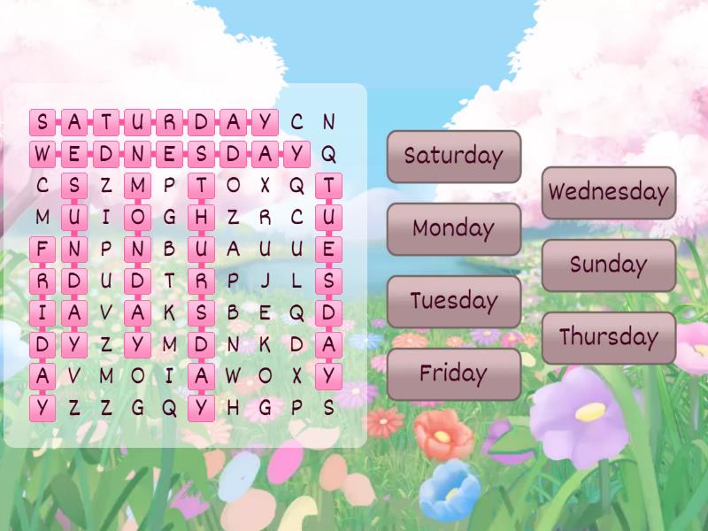 Days of the week () - Wordsearch
