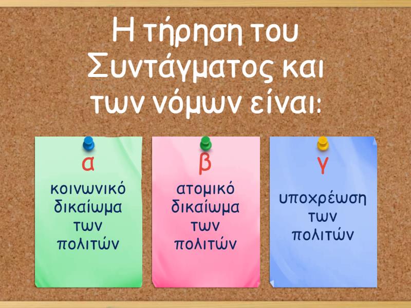 Δικαιώματα και Υποχρεώσεις του Πολίτη - Quiz