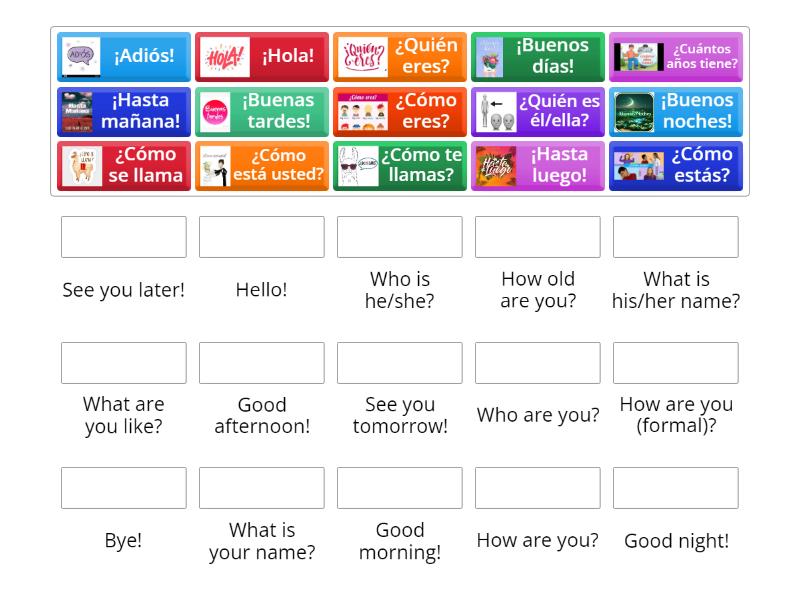 Greetings and Farewells - Saludos y Despedidas - Match up
