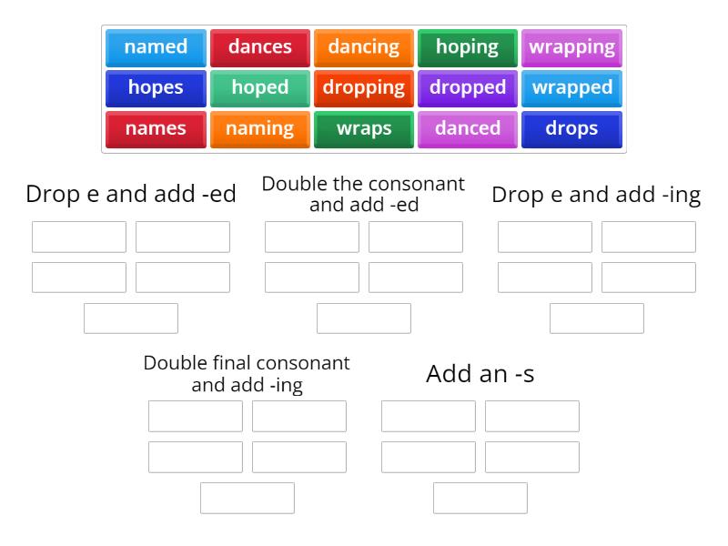 Spelling with inflectional endings U5 W2 - Group sort