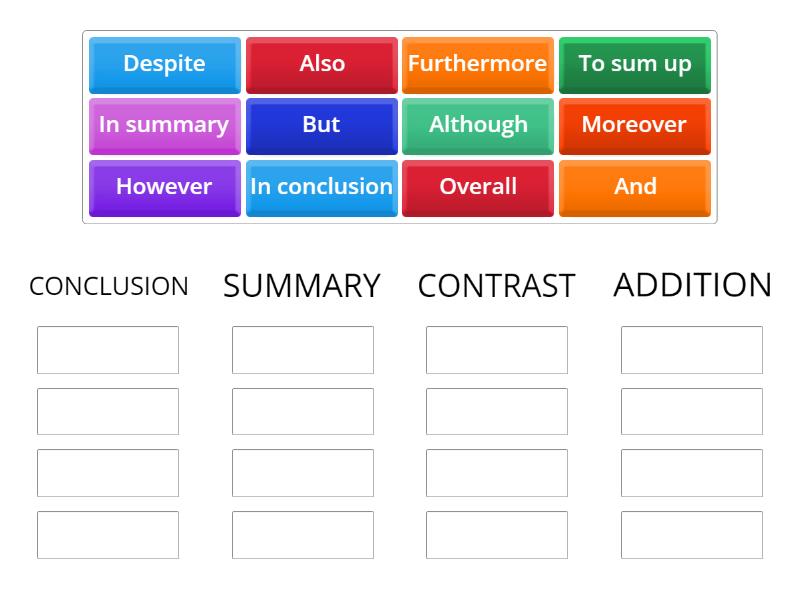 ING ::: Linking Words - Group sort