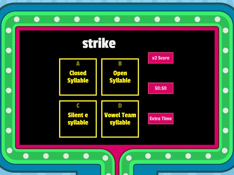 COVE Syllables GAME SHOW QUiz - Gameshow quiz