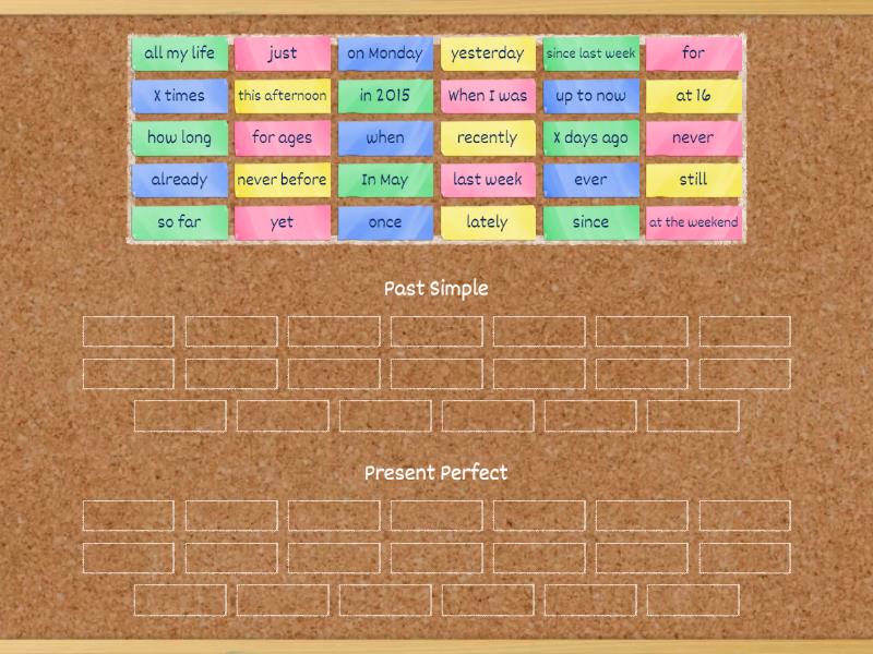 Past Simple/Present Perfect TIME MARKERS - Group sort