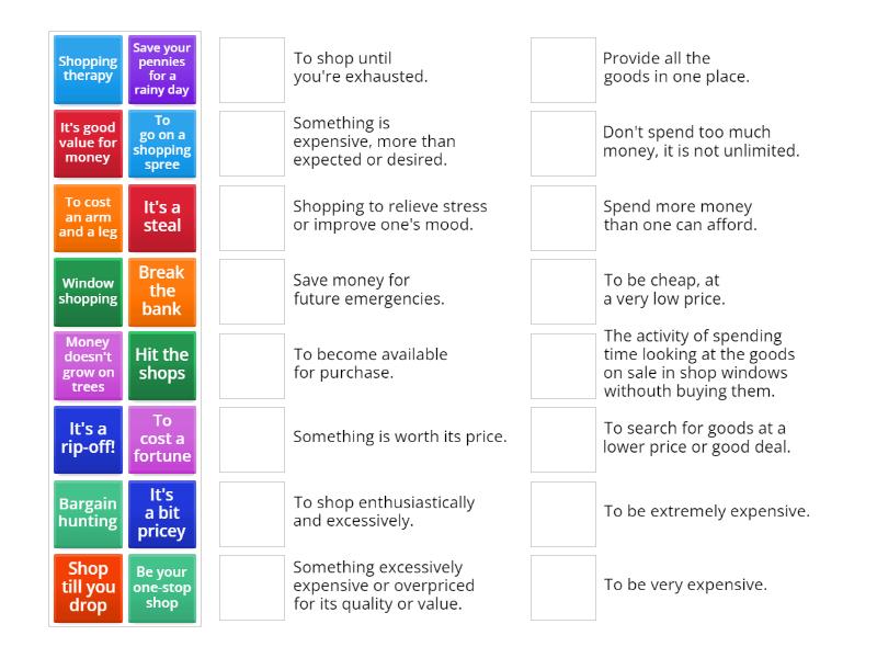 Idioms shopping - Match up