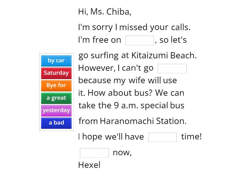 JHS 2 Unit 3 Practice Test A - Complete the sentence