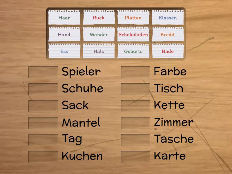 German Compound Nouns - Match up