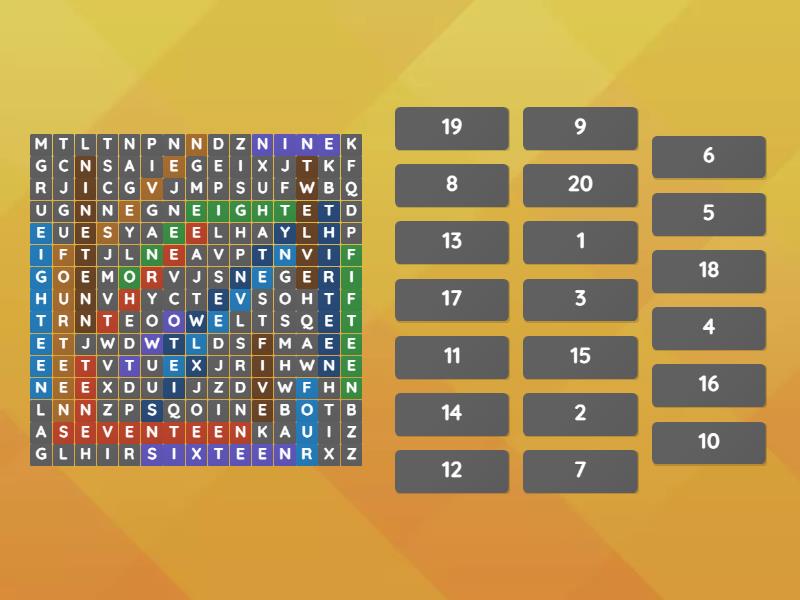 Numbers 1-20 - Wordsearch
