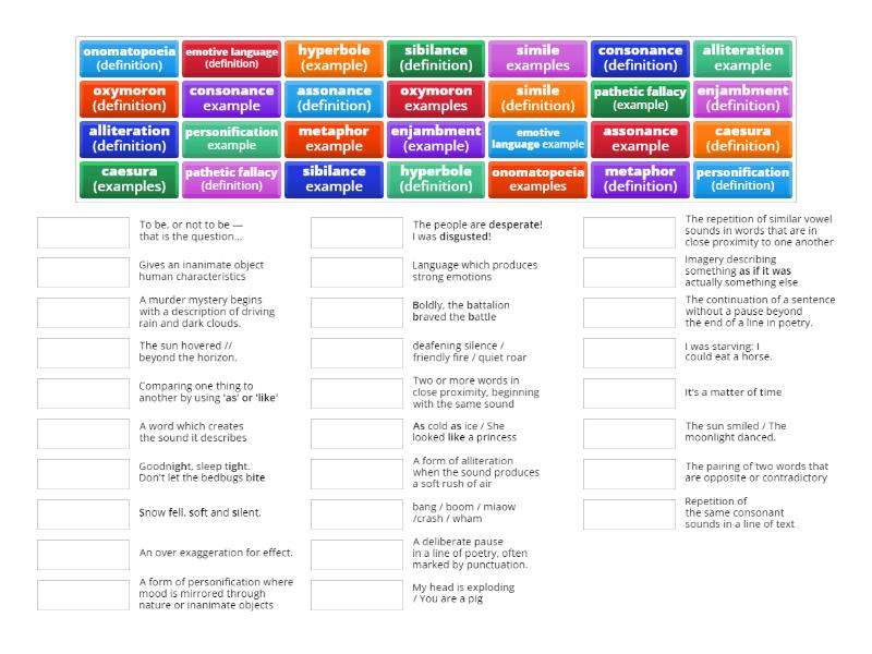 Literary techniques - Une las parejas