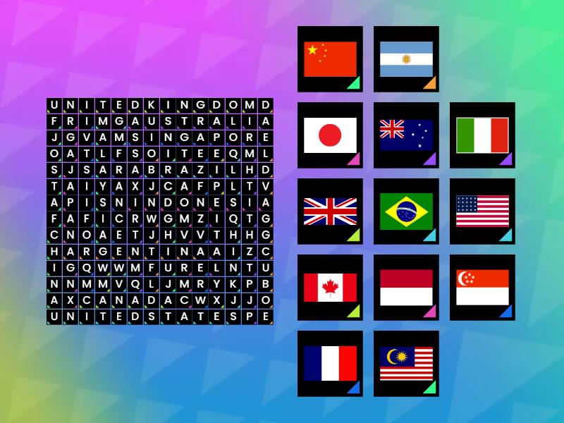 Countries Around the World - Wordsearch