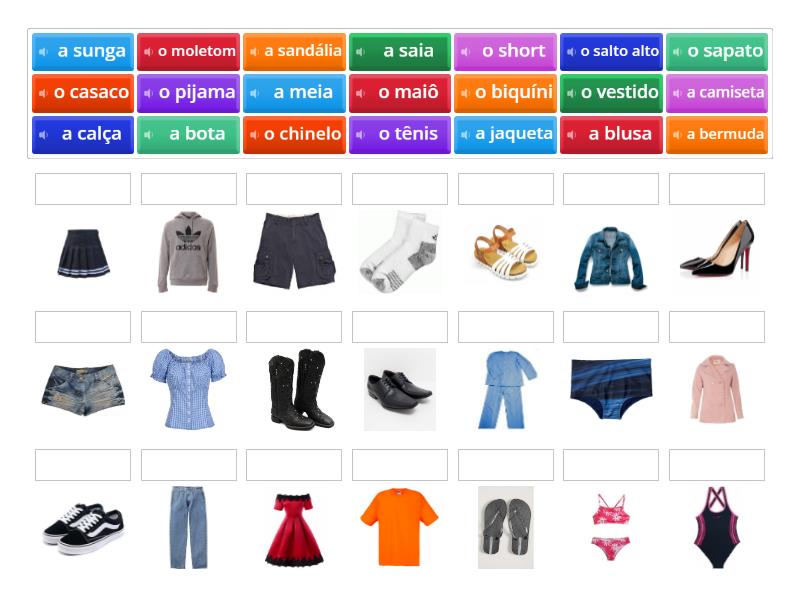 Vocabulário - Roupas - Match up
