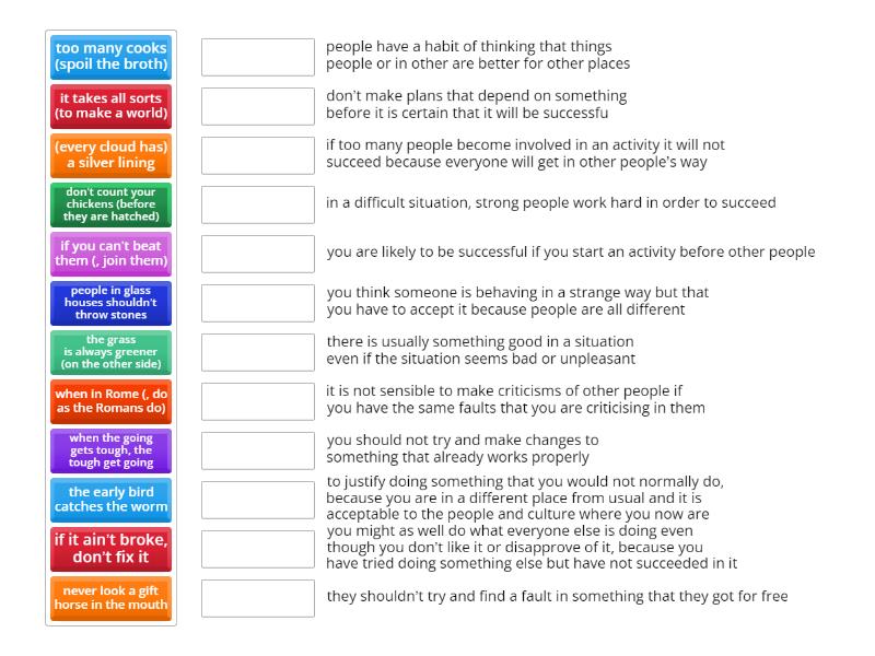 common sayings - Match up