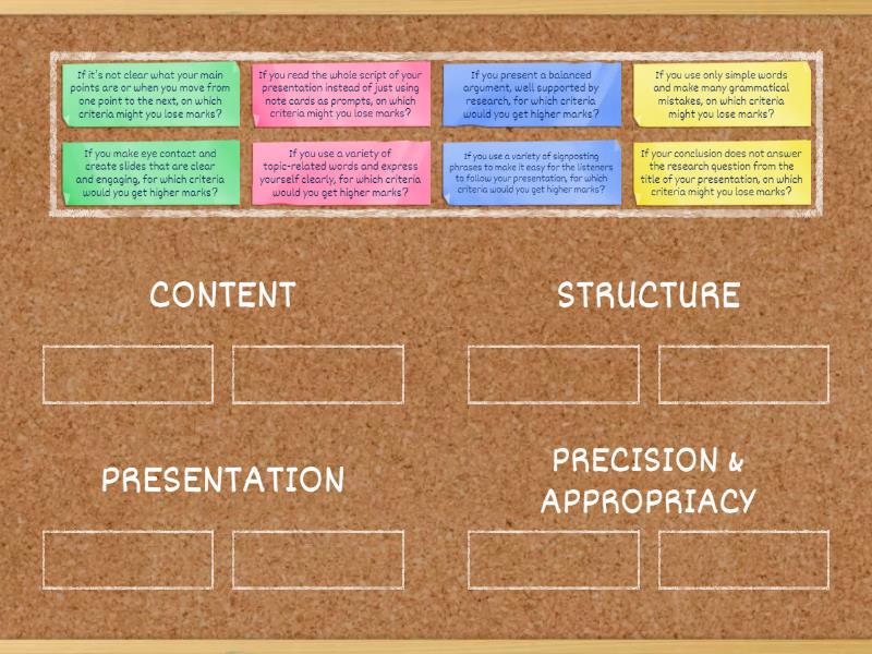 Presentation marking criteria matching - Group sort