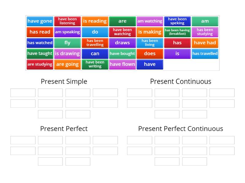 Present Times. Verb forms - Group sort