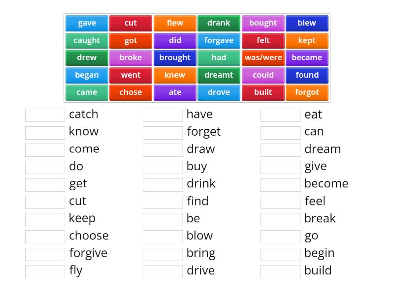 Irregular verbs column 1 - Match up