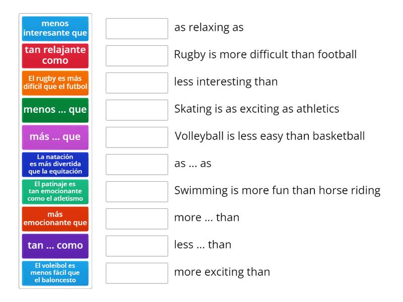 Los comparativos (deportes) - Match up