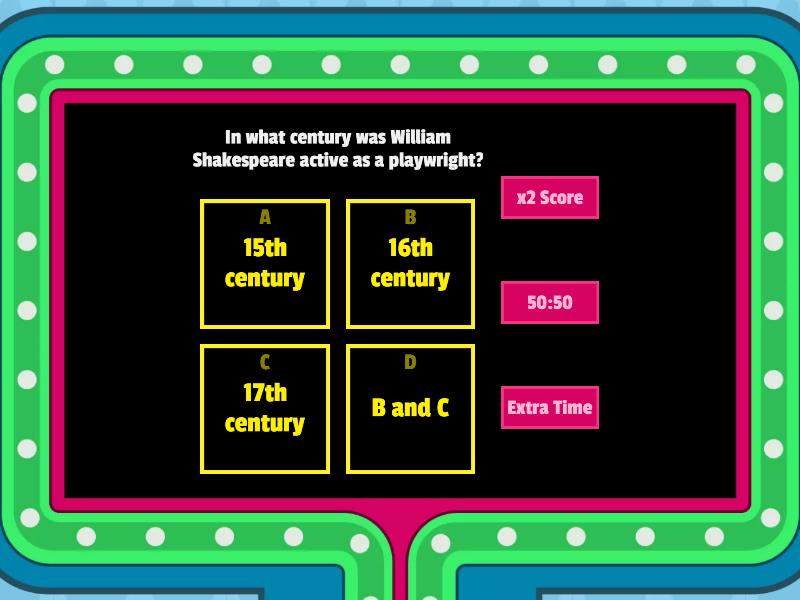 Shakespeare's life and works - Gameshow quiz