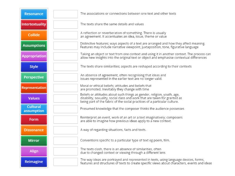 Mod A rubric terms - Match up