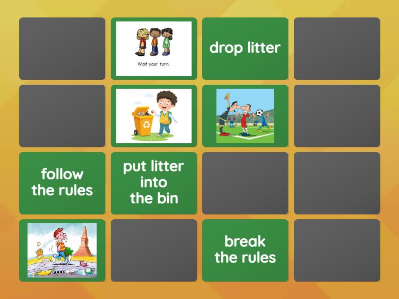 Team together 3 Unit 4_rules - Matching pairs