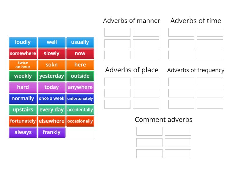 adverbs 3 - Group sort