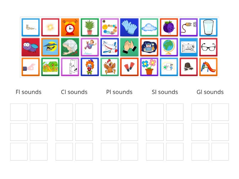 FL,CL,PL,SL,GL phonics sounds - Group sort