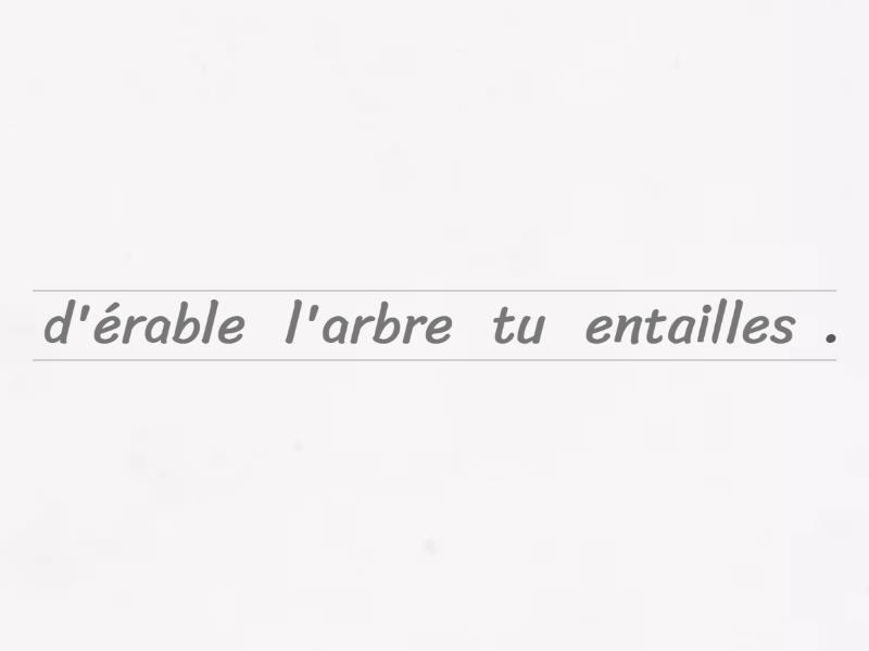 create sentences - Maple syrup word scramble - Reordenar