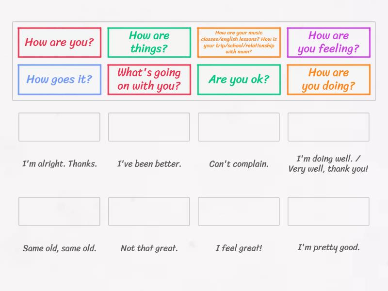 How are you? .. answers - Match up