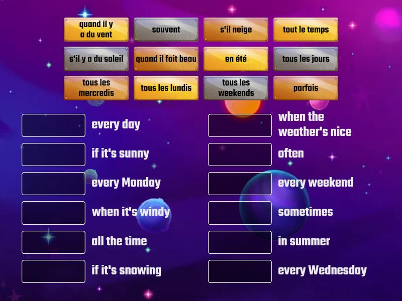Time & weather phrases - present tense - Match up