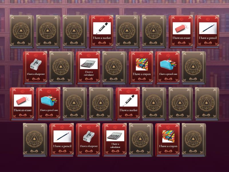 School supplies- Memory Game + Listen and repeat. - Matching pairs