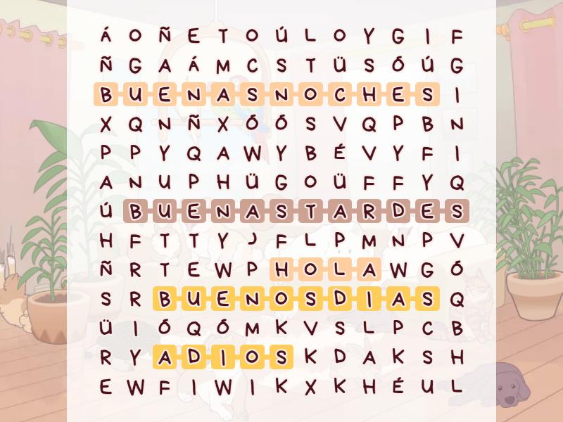 saludos y despedidas - Sopa de letras