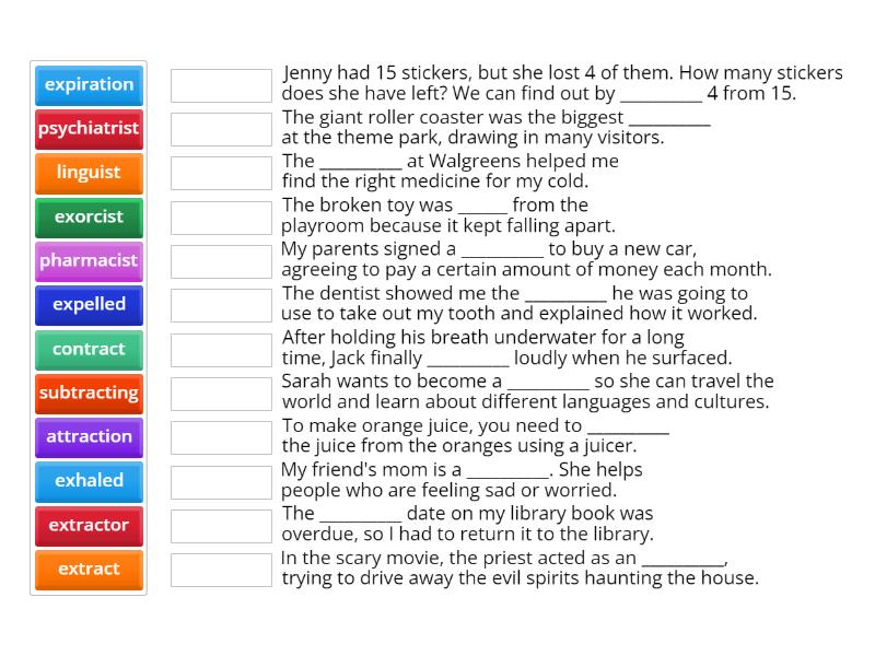 ex tract ist sentences - Match up